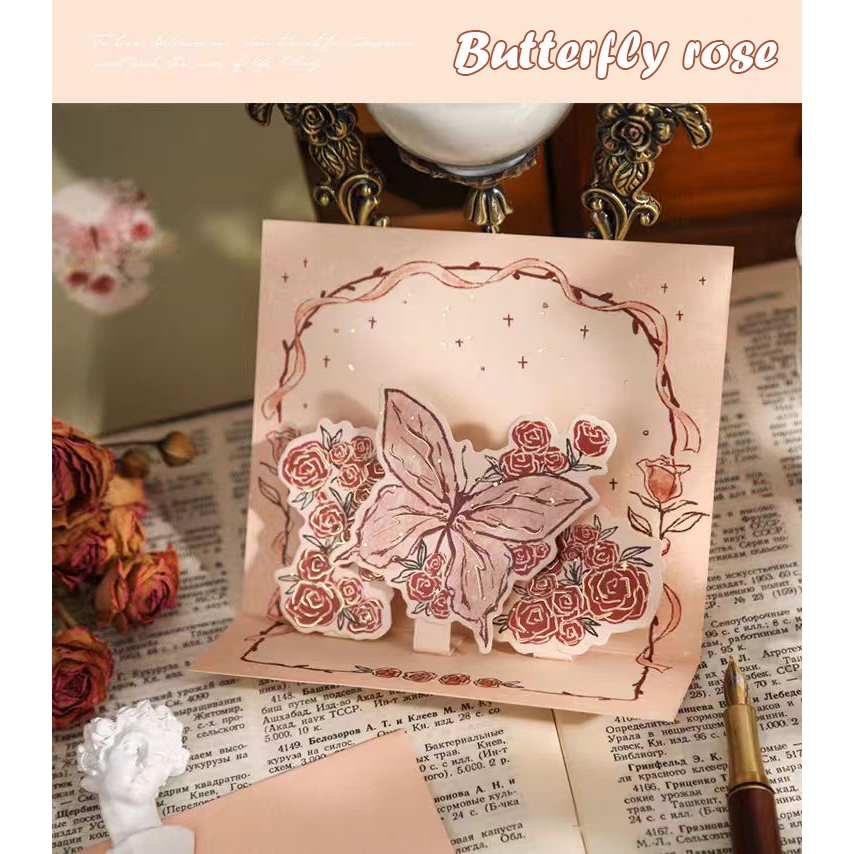Jual Kartu Ucapan Bunga Mawar 3D Gift Card Pop-up Greeting Card Dengan ...