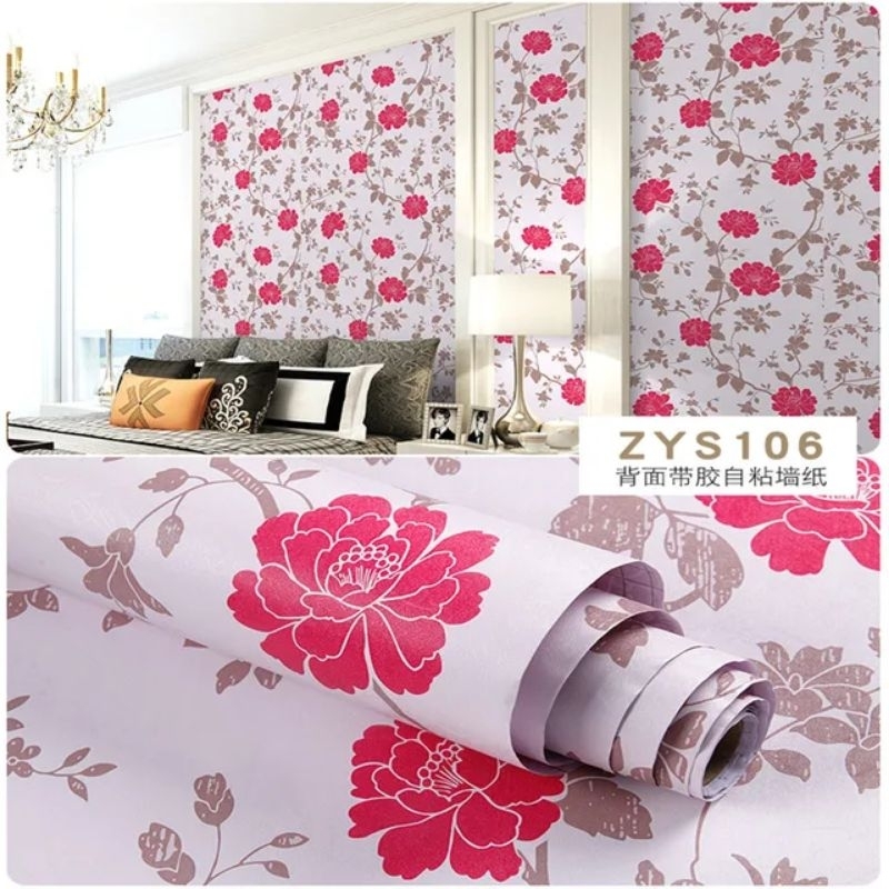 Jual Wallpaper Sticker Dinding Motif Bunga Mawar Pink | Shopee Indonesia