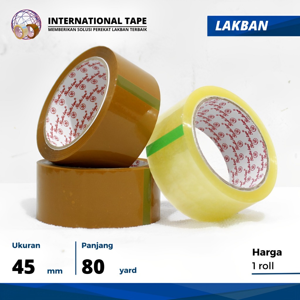 Jual LAKBAN OPP BODHI " bening coklat 45mm x 80yard TAPE "PERPCS ...