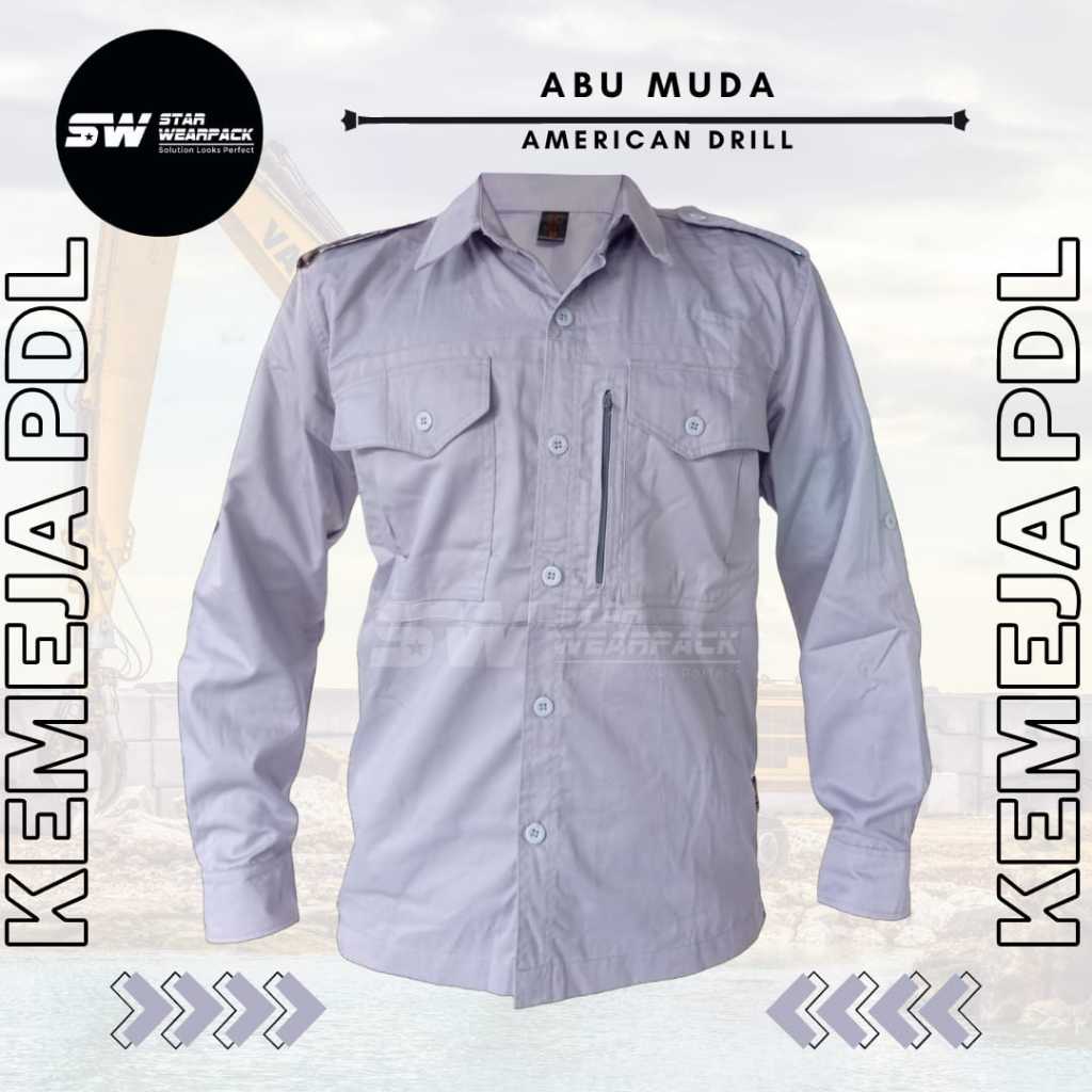 Jual Kemeja PDL Pakaian Dinas Lapangan Lengan Panjang Warna Abu Muda ...