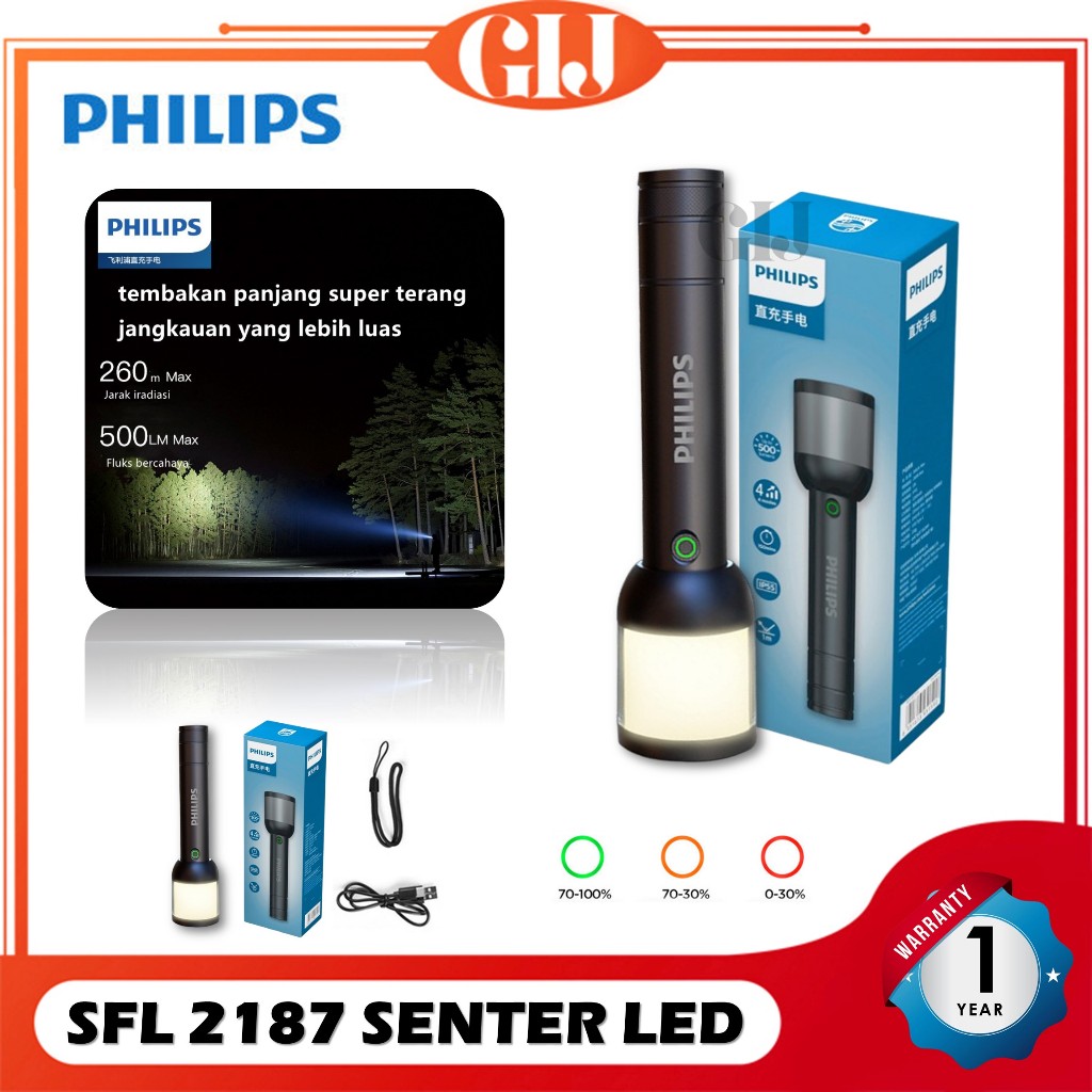 Jual Philips Lampu Senter LED SFL2187 / Senter Police Swat Flashlight ...