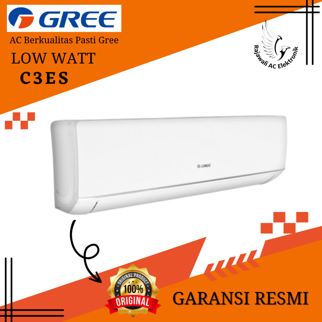 Jual AC Split Wall Gree GWC 09 C3ES Kap. 1 PK Low Watt R32 - Unit Only ...