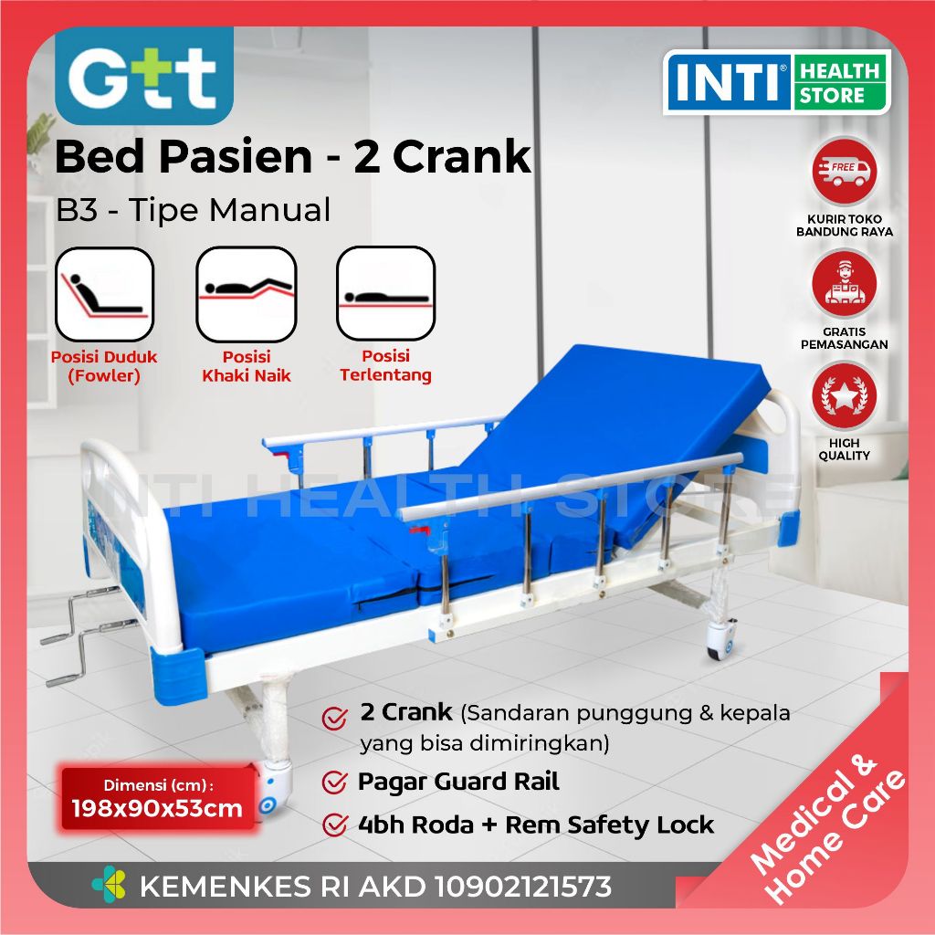 Jual GTT | Bed Pasien Ranjang 2 Crank | Tempat Tidur Pasien | Shopee ...