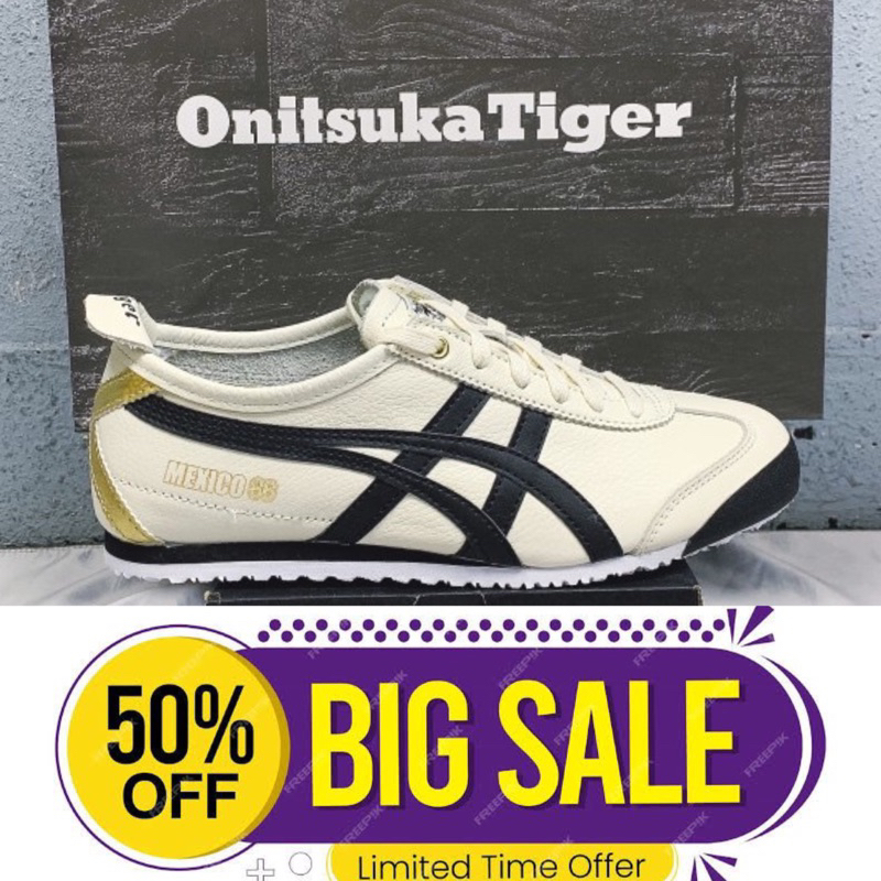 Jual Sepatu Onitsuka Tiger Mexico 66 White Black Gold | Shopee Indonesia