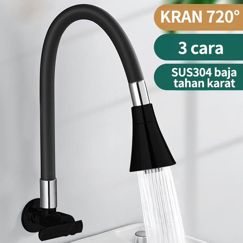 Jual SUS 304 Kran Angsa Tembok Fleksibel Kran Cuci Piring HITAM Kran ...