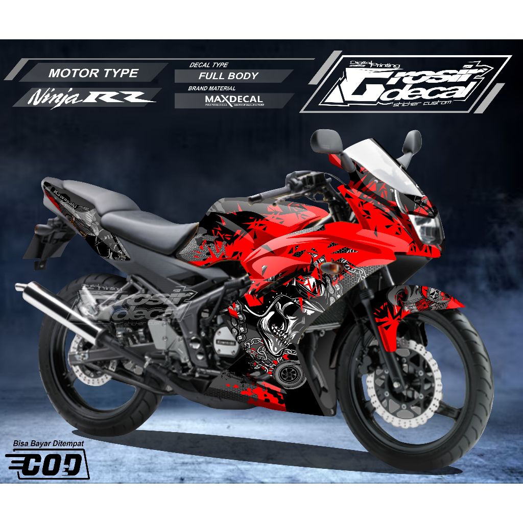 Jual Decal Sticker Ninja 150 RR New Super Kips Merah Keren Full body ...