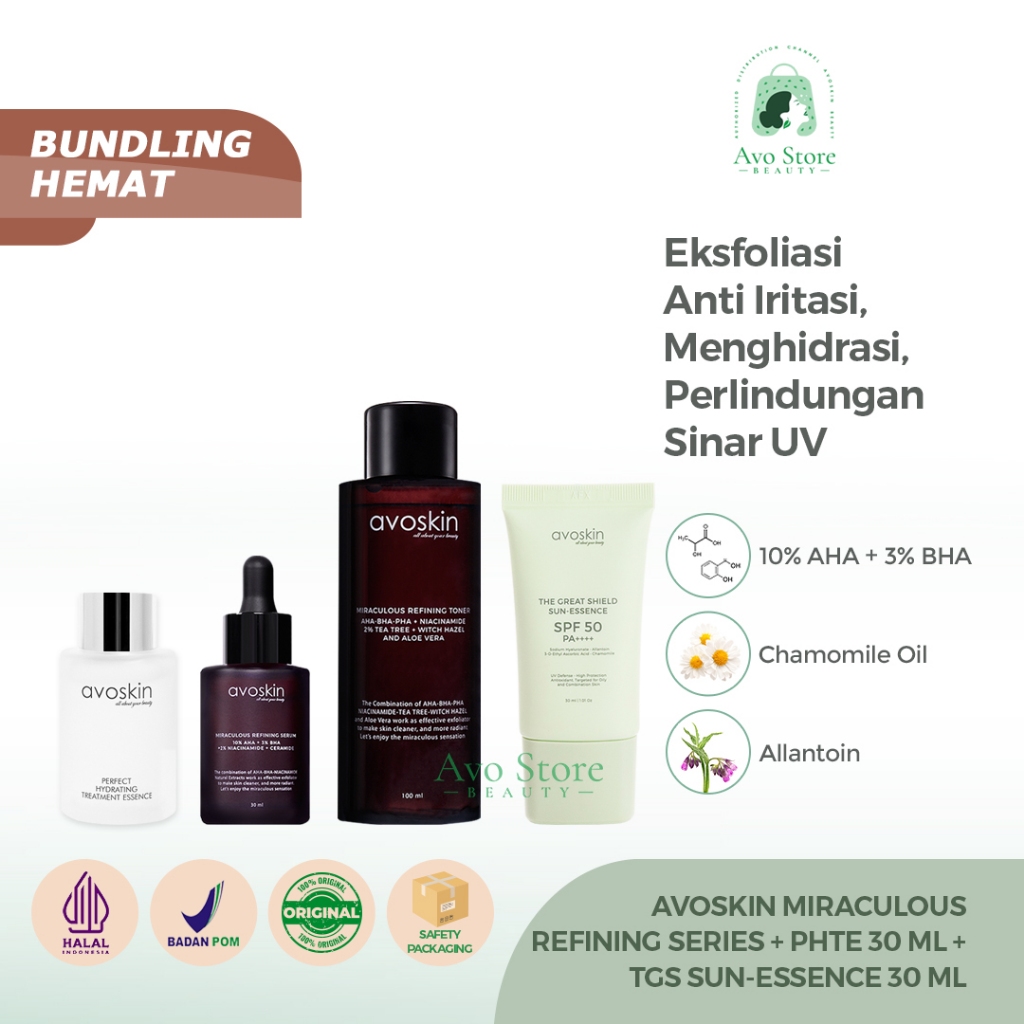 Jual (BUNDLING HEMAT ) AVOSKIN Refining Series + PHTE 30ml + TGS 30ml ...