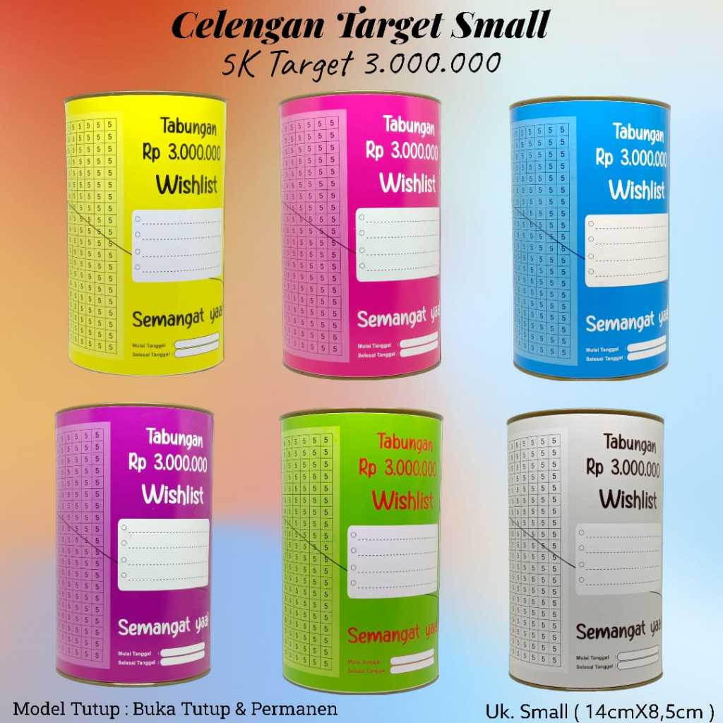 Jual (FULL KALENG) Celengan Target Murah Full Kaleng Celengan Target ...