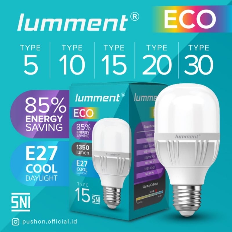 Jual Lumment Eco Lampu Led Bulb 5w 10w 15w 20w 30w Bohlam SNI Super Putih Terang Awet Kualitas ...