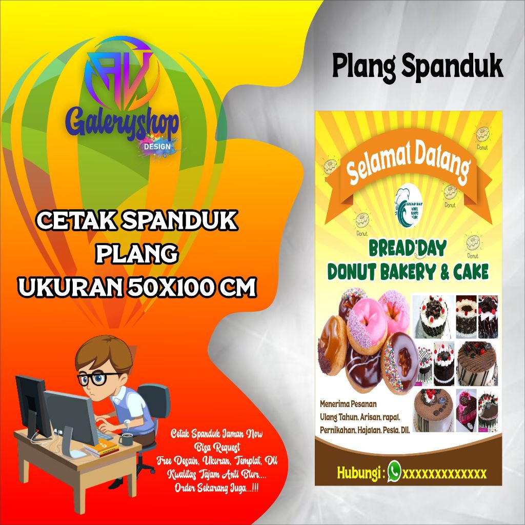 Jual cetak plang spanduk, banner, jualan donat, kue , dll ukuran ...
