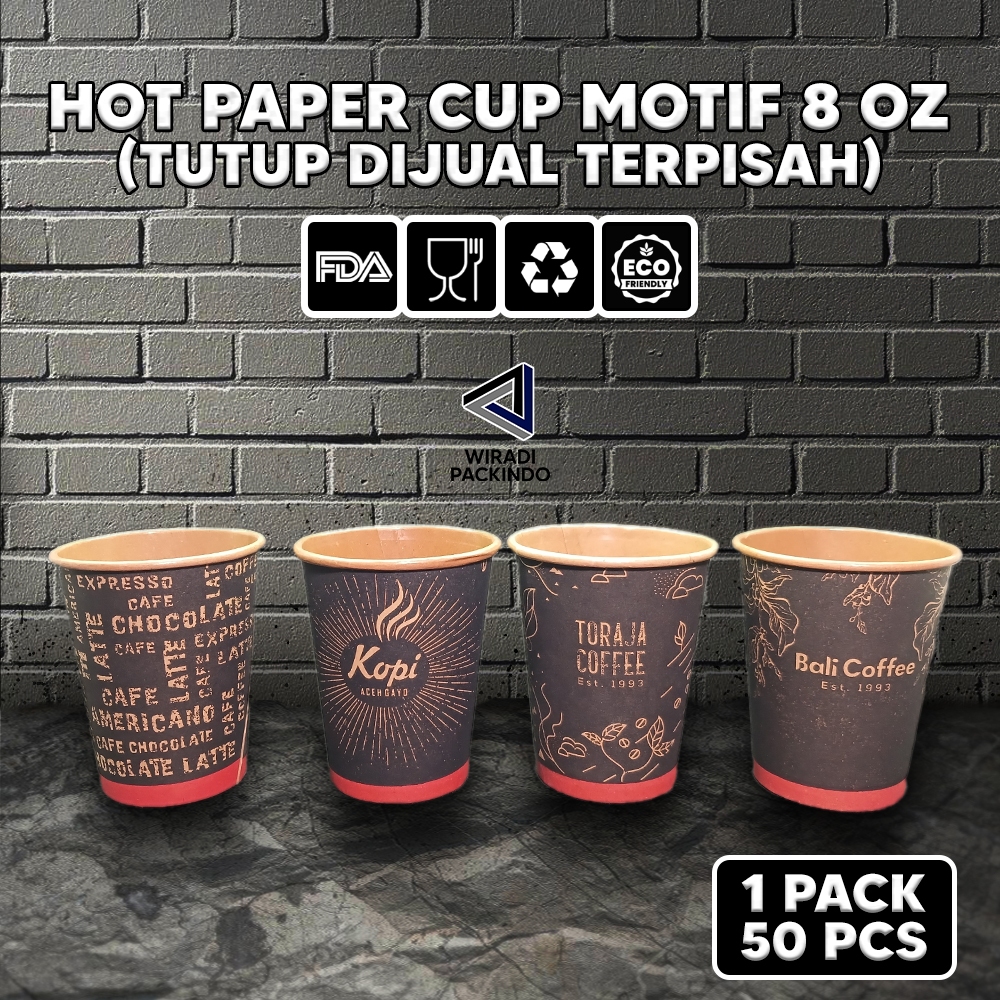 Jual Paper cup 8 Oz / Gelas kertas kopi 80z / cup tahan panas 240ml ...