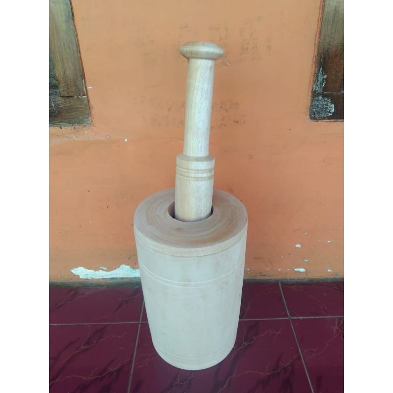 Jual lumpang kayu tutup /tumbukan rujak/ alat untuk menumbuk ukuran ...