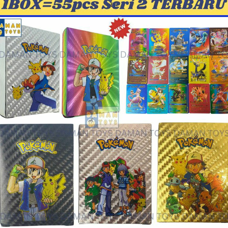 Jual Kirim Langsung Kartu Pokemon 1 box 55pcs Charizard Pikachu cards ...