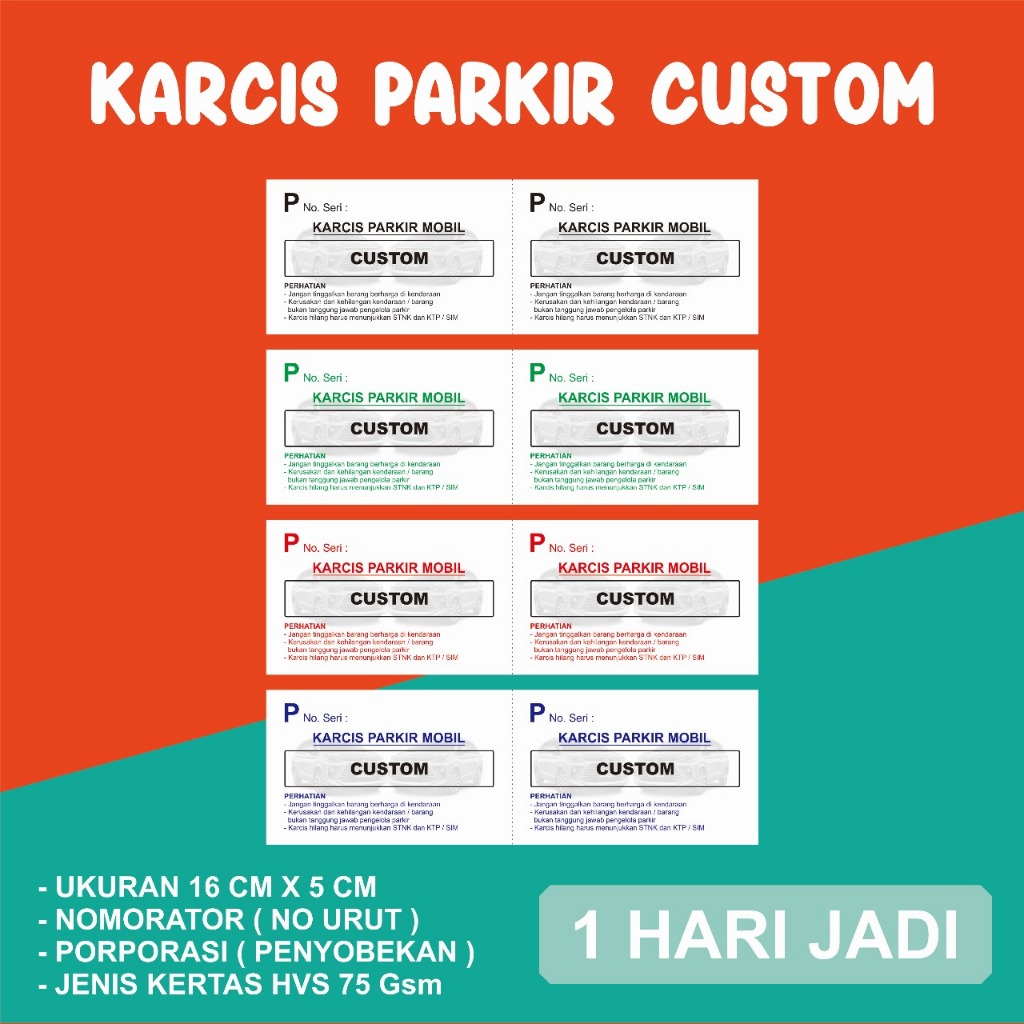 Jual KARCIS PARKIR CUSTOM MOTOR DAN MOBIL | Shopee Indonesia