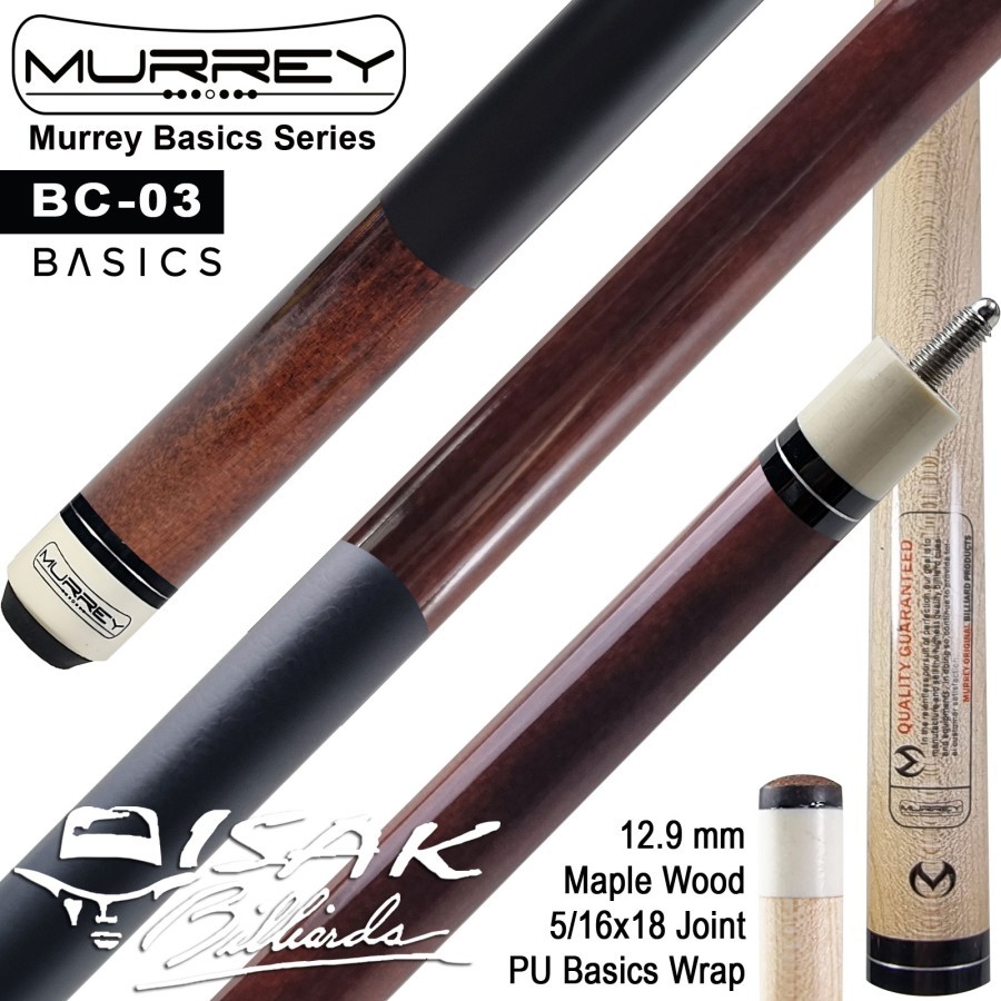 Jual Murrey Basics BC-03 Cue - Brown Maple Pool Stick Billiard PU Wrap ...