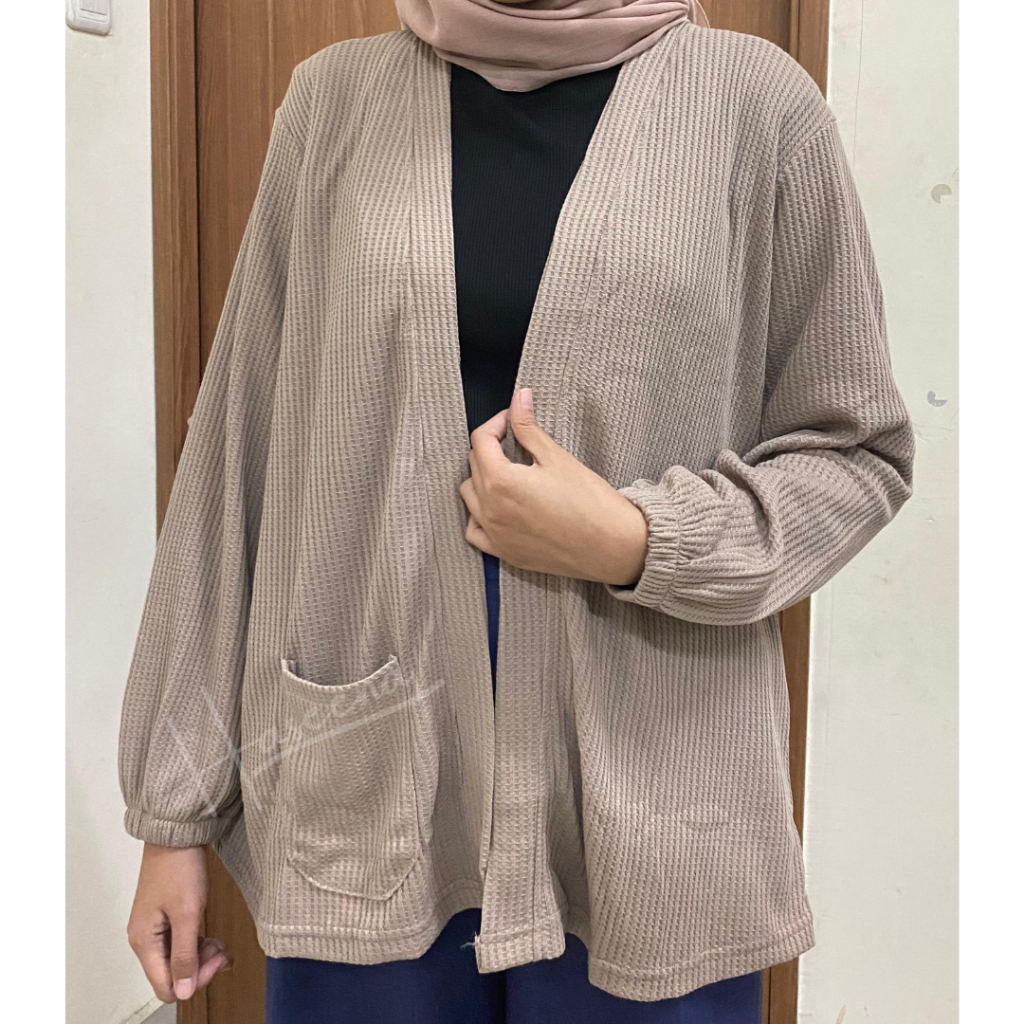 Jual Haseena Cardigan Polos Wanita Ayra Outer Lengan Balon Oversize Kardigan Saku Jumbo Cardi ...