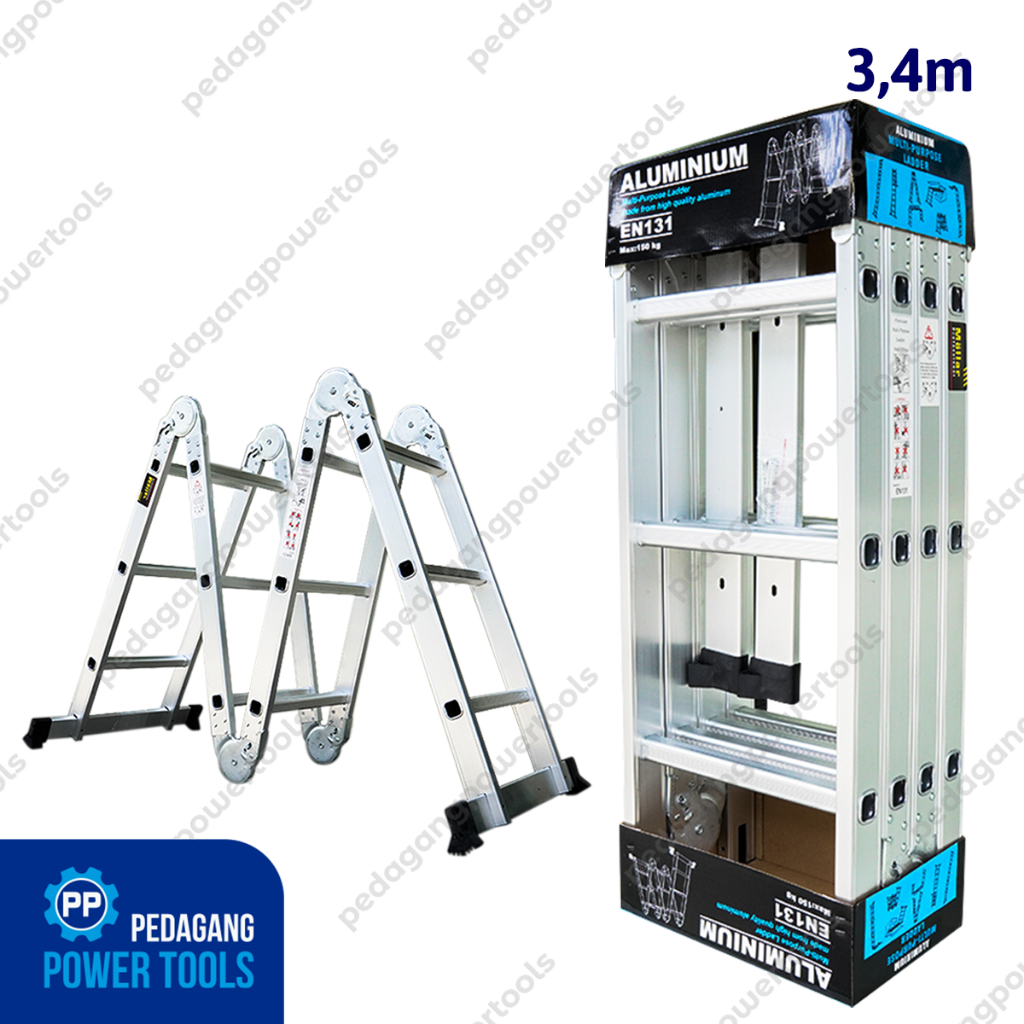 Jual TANGGA LIPAT A 3.4 METER MULTIFUNGSI ALUMINIUM DOUBLE LADDER 4 X 3 ...