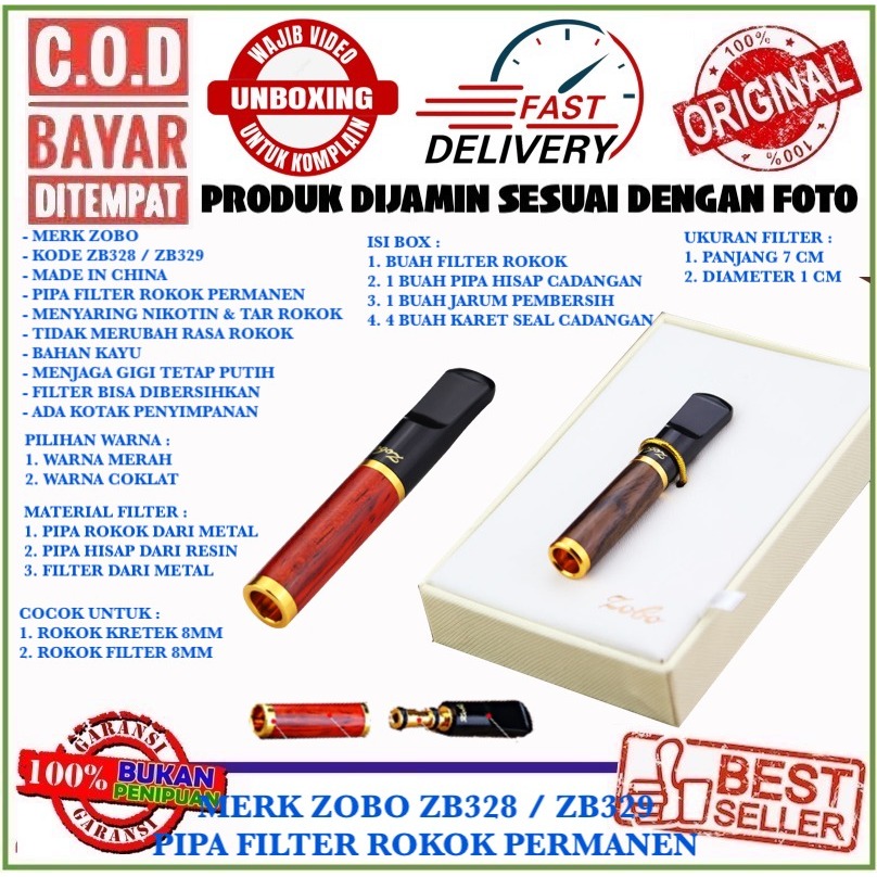 Jual ZOBO ZB328 / ZB329 PIPA FILTER SARINGAN ASAP PERMANEN LAPIS KAYU KHUSUS 8MM | Shopee Indonesia