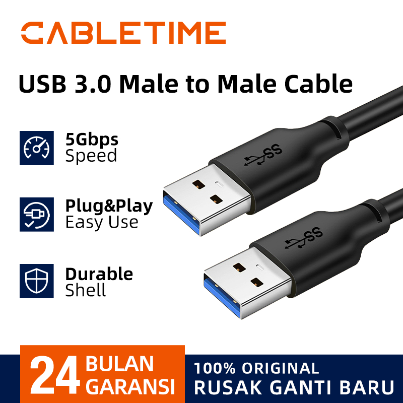 Jual CABLETIME Kabel USB 3.0 Super Speed Data Transfer Male To Male USB ...
