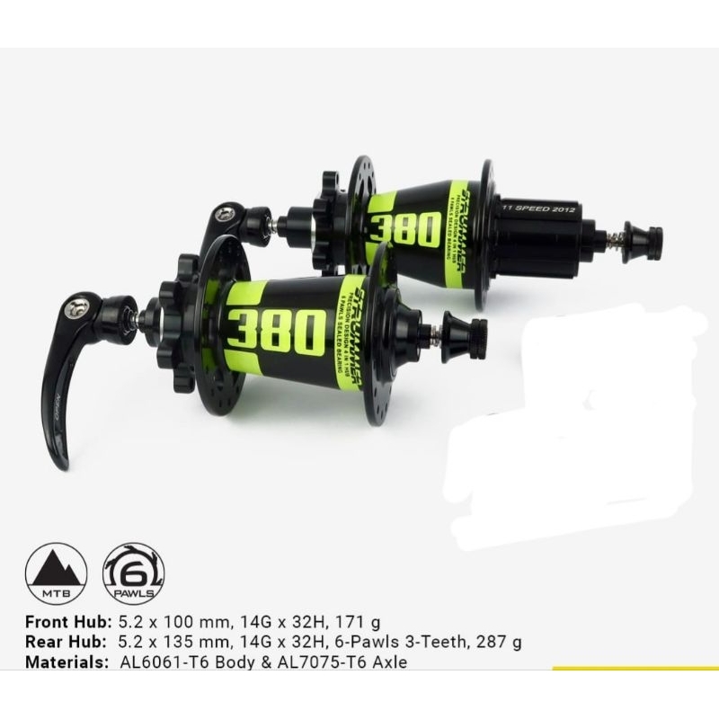 Jual HUB FREEHUB MTB DISC BRAKE 6 BOLT STRUMMER HM 380 - 32/32HOLE ...