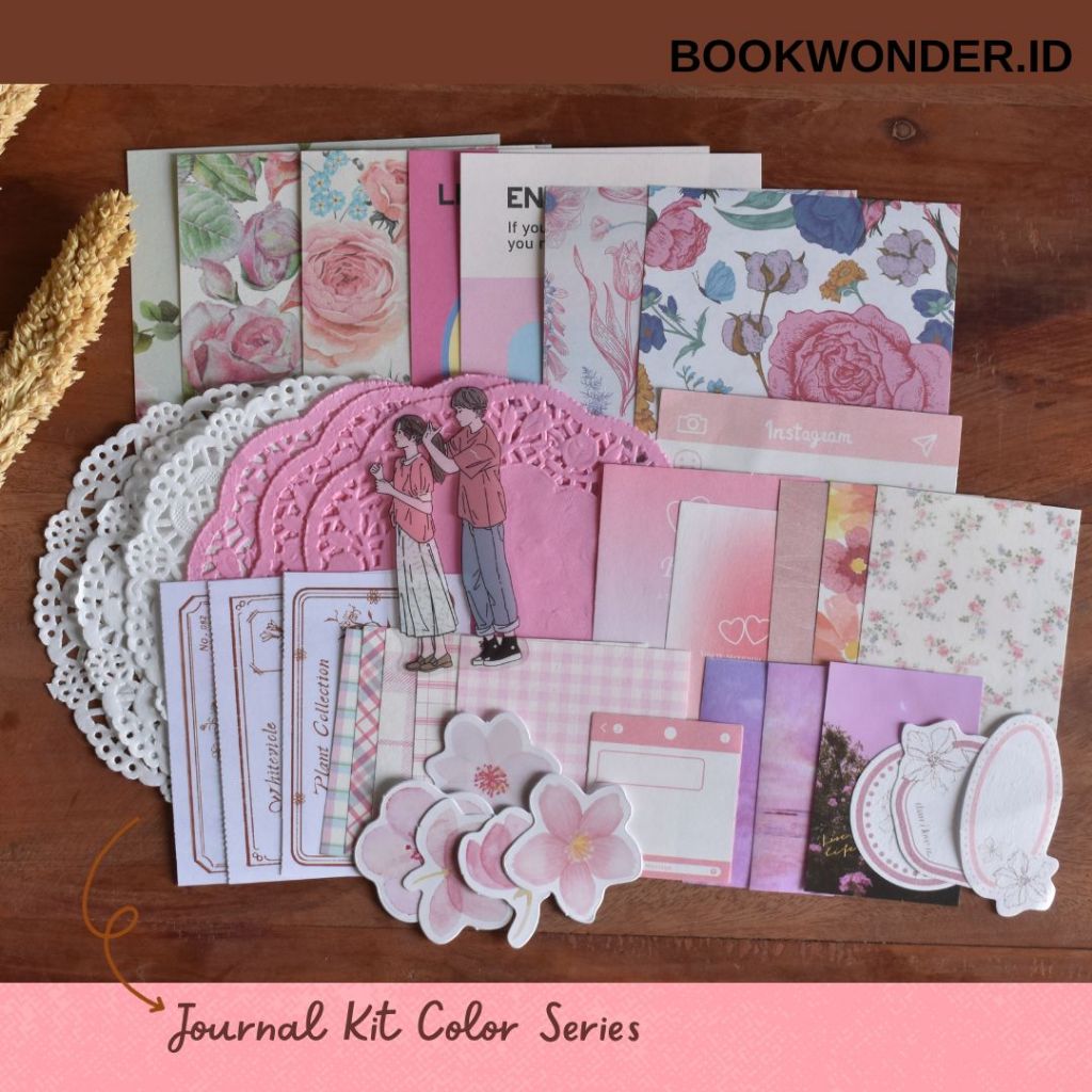 Jual 40 Pcs Journal Kit Journaling Kit Color Series Pink Purple Green ...