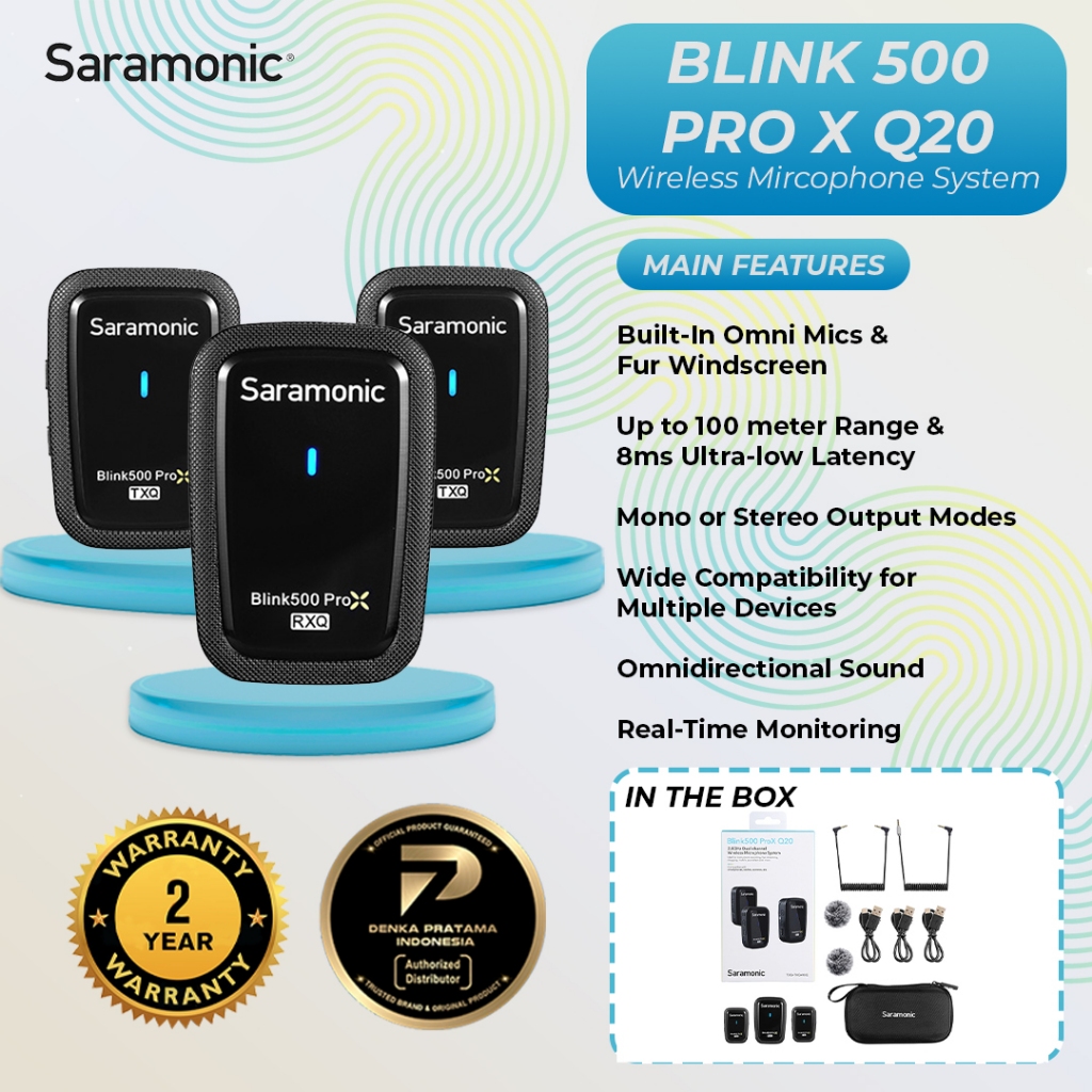 Jual Saramonic Blink500 ProX Q20 Dual-Channel Wireless Microphone System | Shopee Indonesia