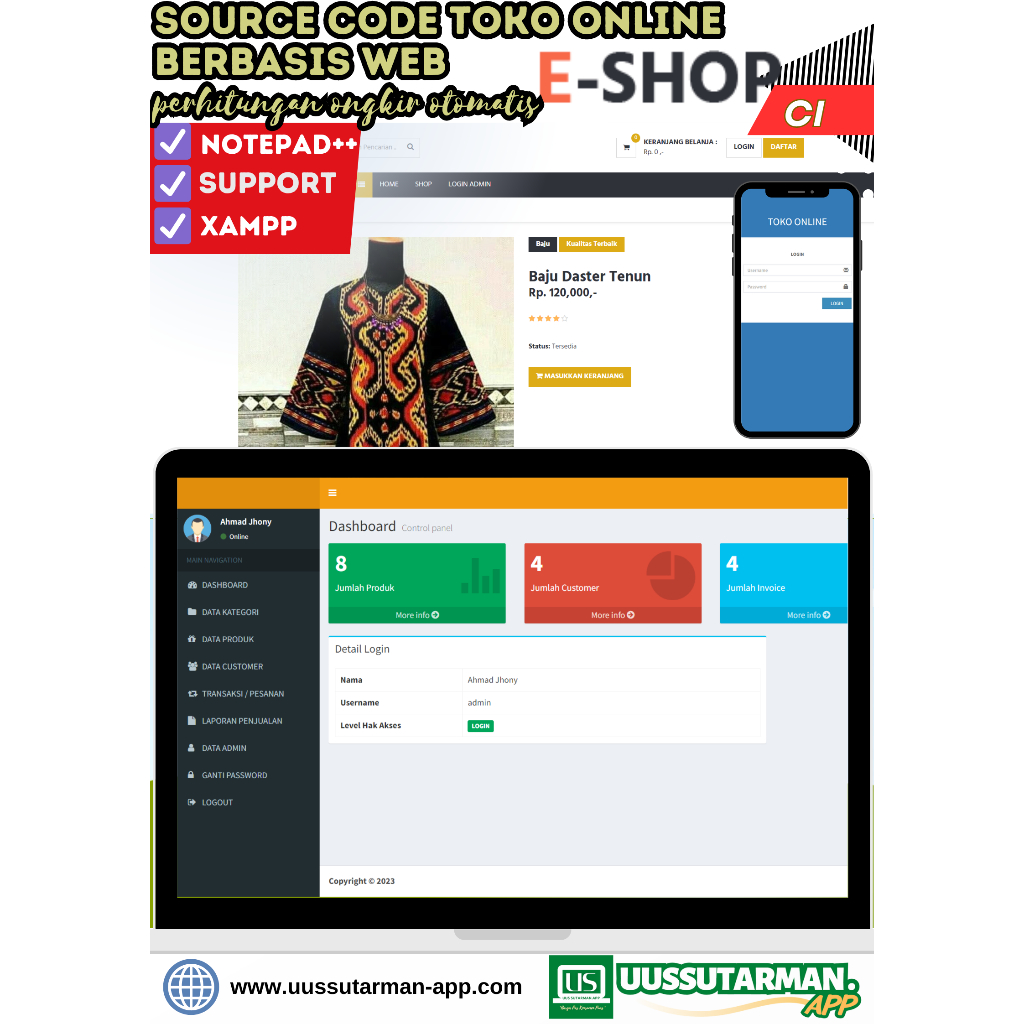 Jual Aplikasi Web Toko Online PHP dan MySQLi Perhitungan Ongkir ...