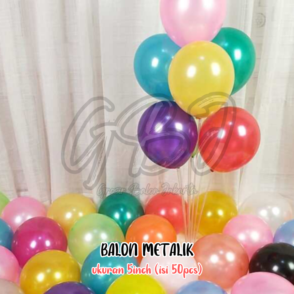 Jual (GROSIR ISI 50PCS) Balon METALIK Latex - 5 inch | Shopee Indonesia
