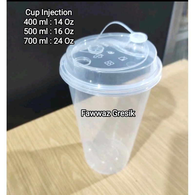 Jual Gelas Plastik Injection Cup + Tutup PP Bening Transparan 16 Oz ...