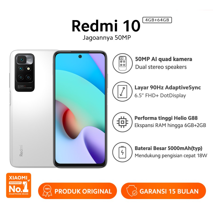 Jual Xiaomi Official Redmi 10 2022 4/64G Smartphone | Shopee Indonesia