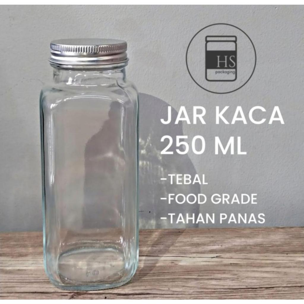 Jual BOTOL SQUARE KACA 250ML TOPLES KACA GLASS BOTTLE 250 ML | Shopee ...