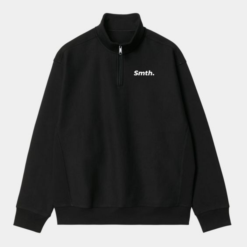 Jual Sweatshirt Half Zip Smith Hitam Premium / Sweater High Neck ...