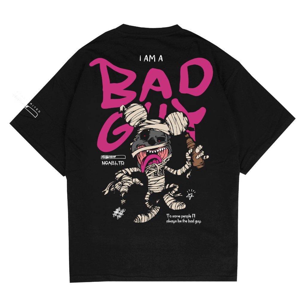 Jual Ngab Kaos Baju Distro Oversize Bad Guy Unisex Hitam OVZ009 Pria ...