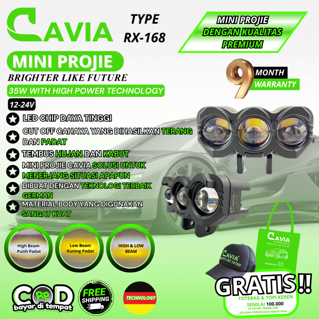Jual CAVIA - PREMIUM MINI PROJIE LAMPU TEMBAK LASER SOROT LED MOBIL ...