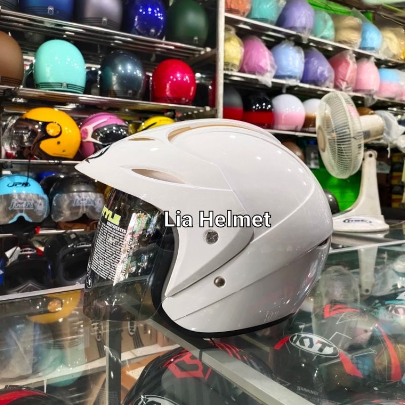 Jual Helm Hiu nico solid white / HIU Nico putih / Helm hiu nico ...