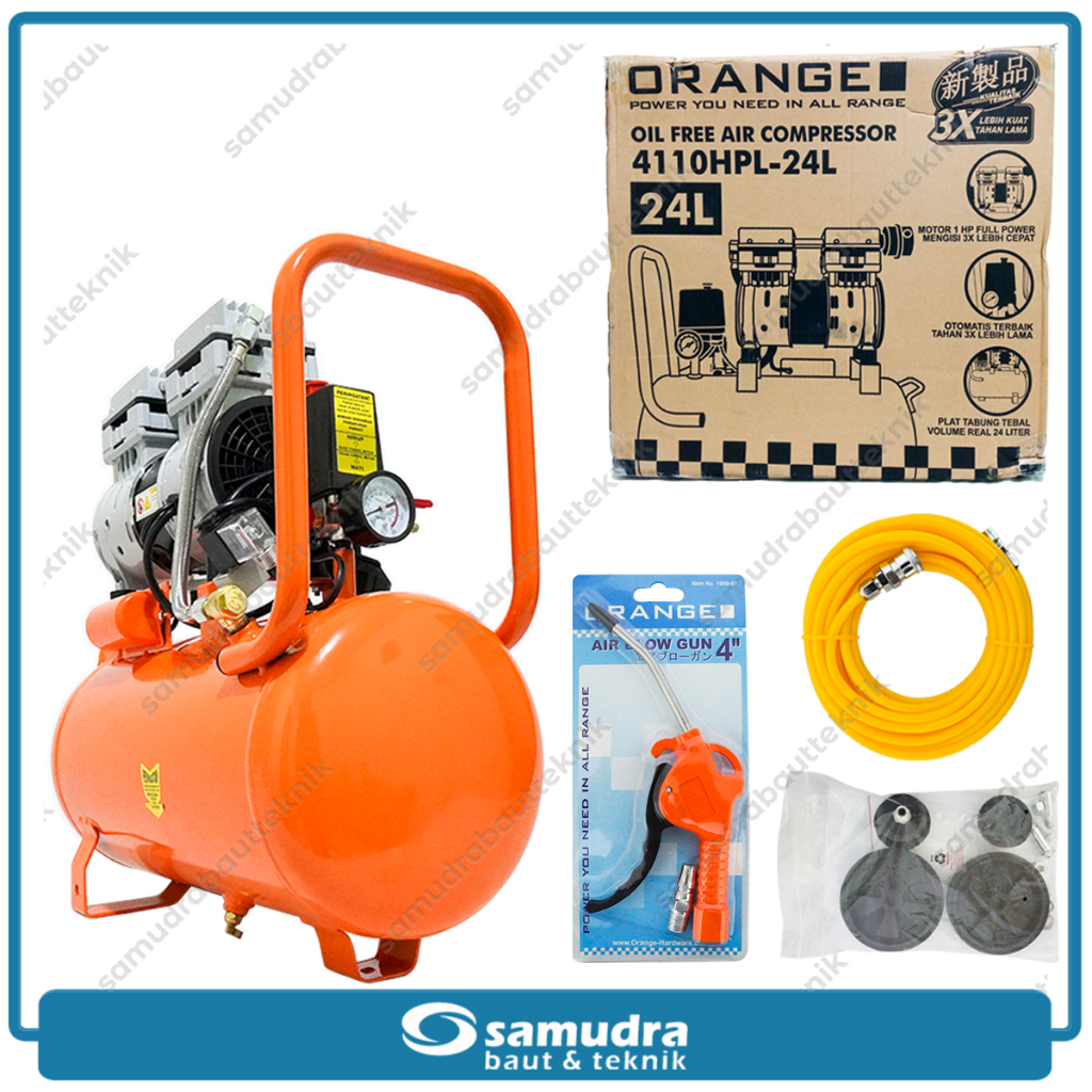 Jual Mesin Kompresor ORANGE 4110HPL Compressor Listrik Oilless Silent ...