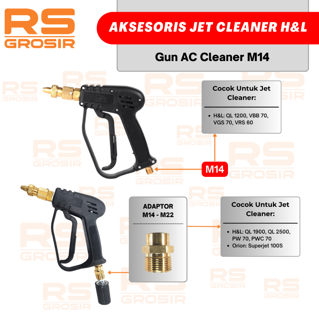 Jual Adaptor Konektor M14 to M22 Gun AC Cleaner Untuk Mesin Jet Cleaner | Shopee Indonesia