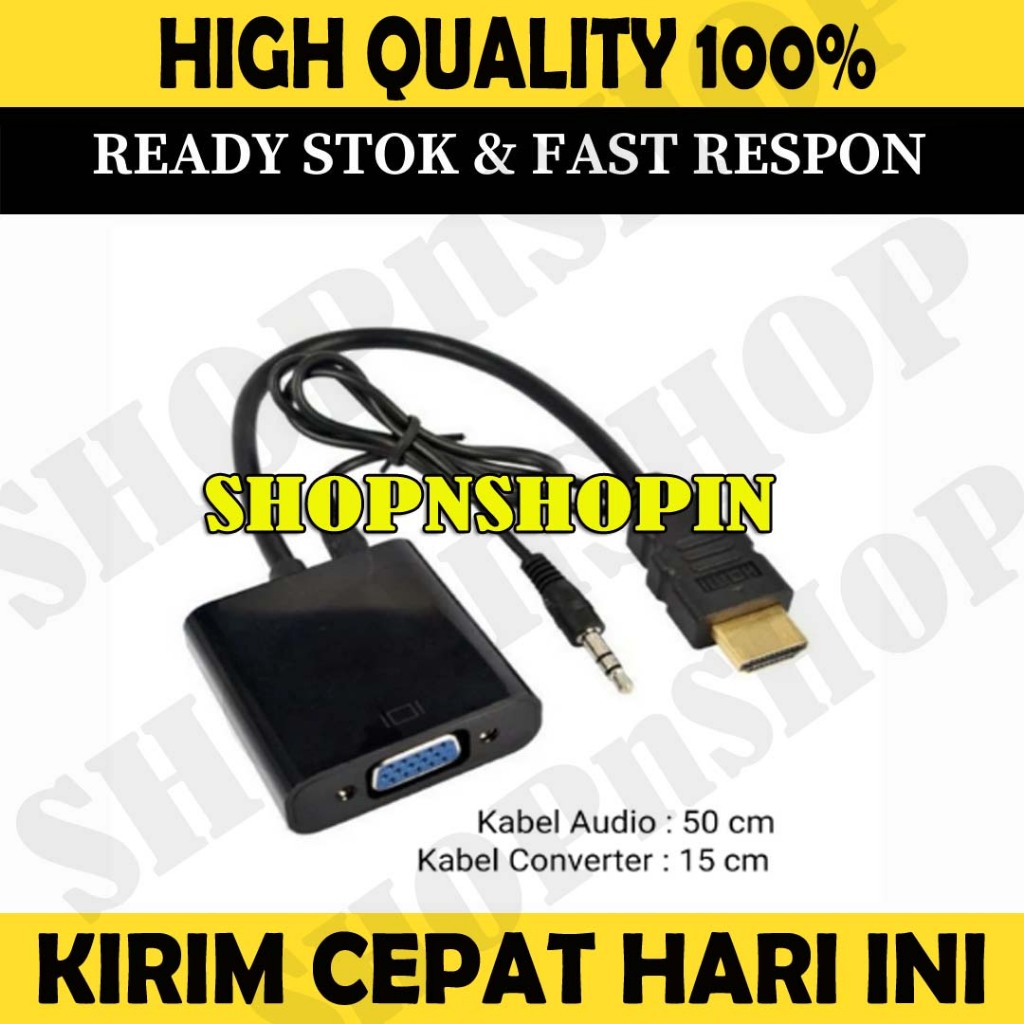 Jual Kabel Konverter HDMI Male to VGA Female with audio | Shopee Indonesia