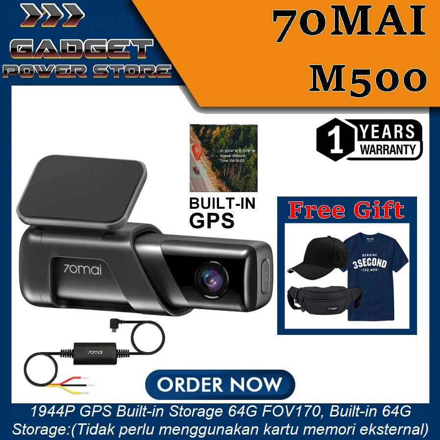 Jual 70mai Dash Cam M500 1944P GPS Built-in 64GB FOV 170 ADAS Voice ...