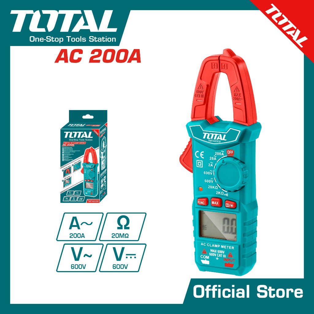 Jual TOTAL Pengukur AC digital/clamp meter 2000 Counts TMT42002 ...