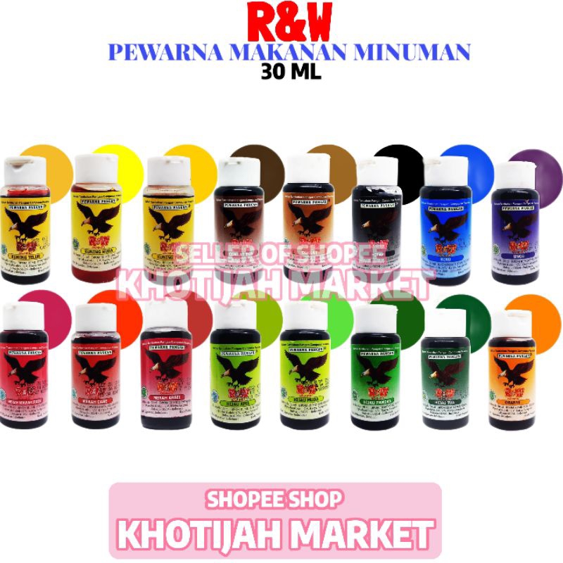 Jual Pewarna Makanan Minuman Rajawali R&W Cair 30ML | Shopee Indonesia
