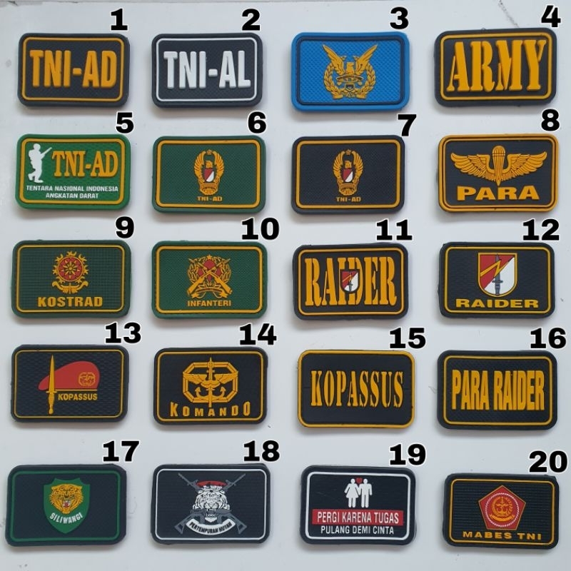Jual patch rubber logo tni ad / au / al / kostrad / kopassus / raider ...