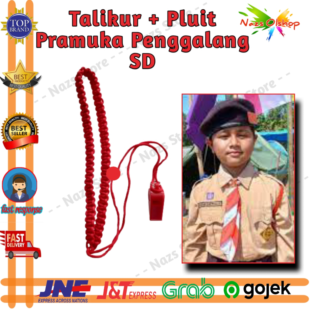 Jual Tali Kur + Pluit Pramuka Penggalang Warna Merah Tingkat Sekolah ...