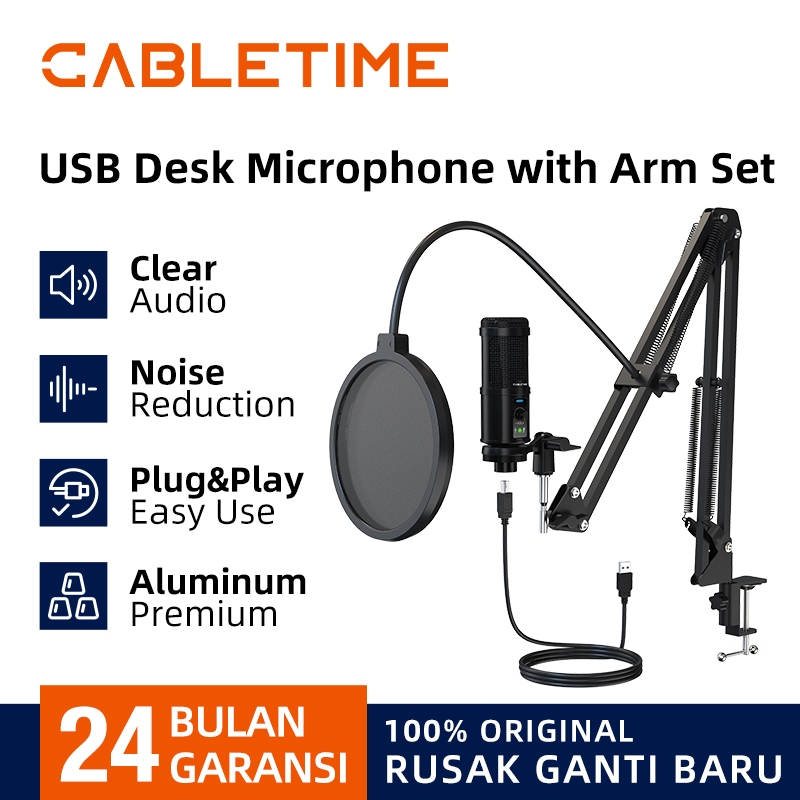 Jual CABLETIME Mic Condenser Audio Microphone Arm Set For Recording ...