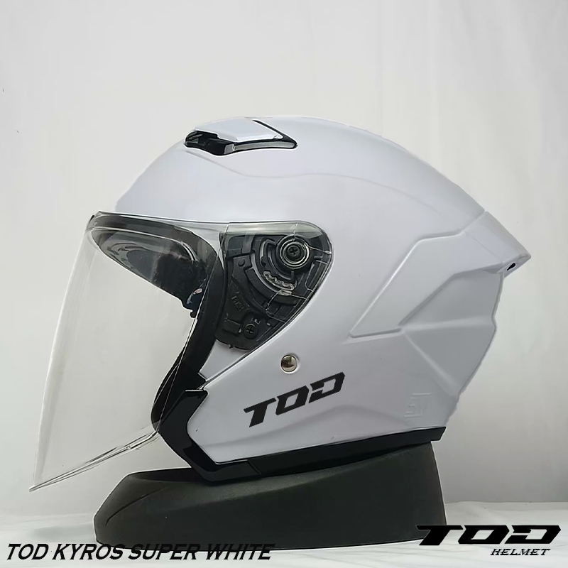 Jual HELM TOD KYROS SUPER WHITE PAKET GANTENG VISOR IRIDIUM HELM HALF ...