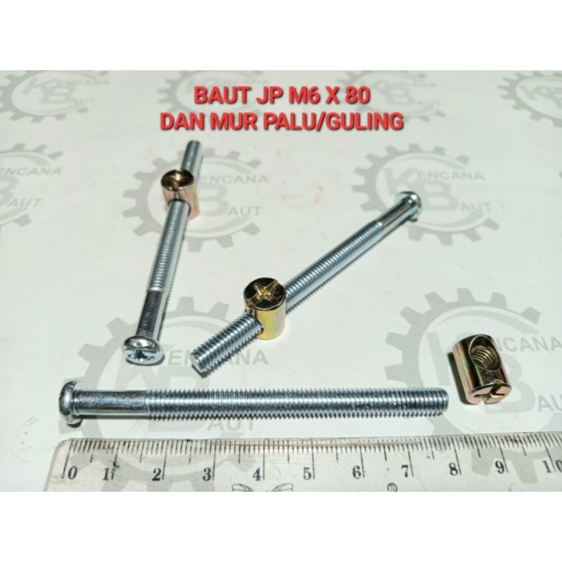 Jual BAUT JP M6 X 80 GALVANIS DAN MUR PALU/GULING KUNCI OBENG PLUS ...