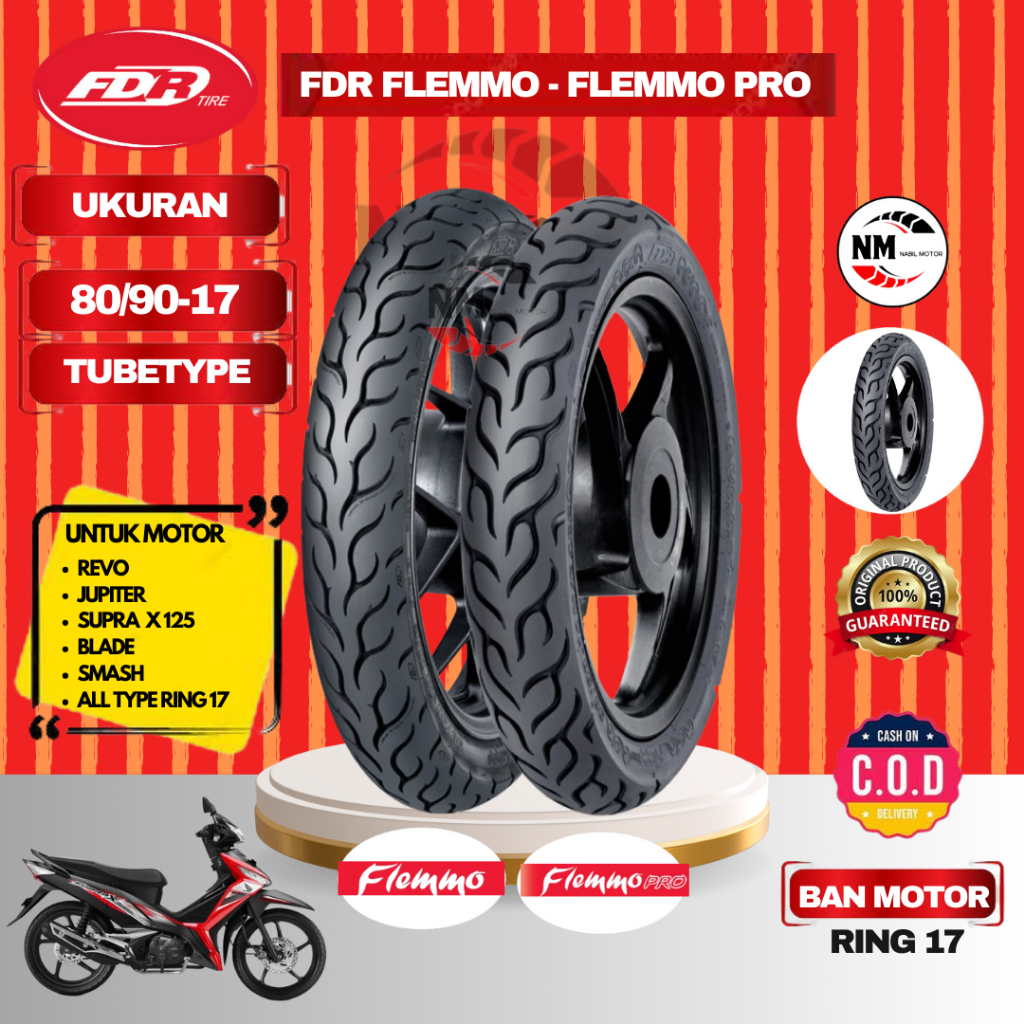 Jual Ban Motor FDR Flemmo Pro 80/90-17 Ban Motor Tube Type | Shopee ...