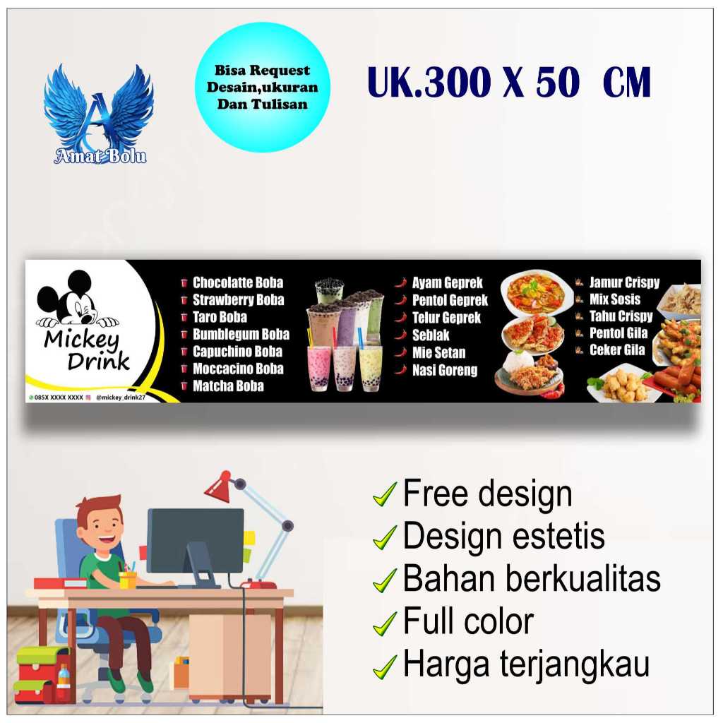 Jual cetak spanduk banner CAFE WARUNG ANEKA MACAM MINUMAN DAN MAKANAN ...