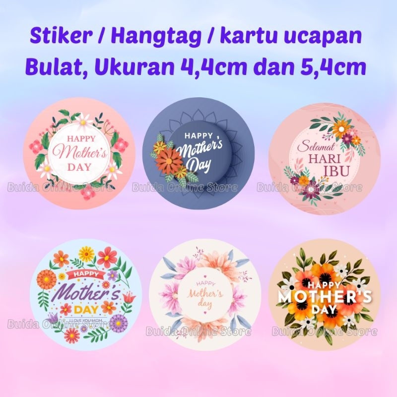 Jual stiker / hangtag / kartu ucapan happy mothers day bulat selamat ...