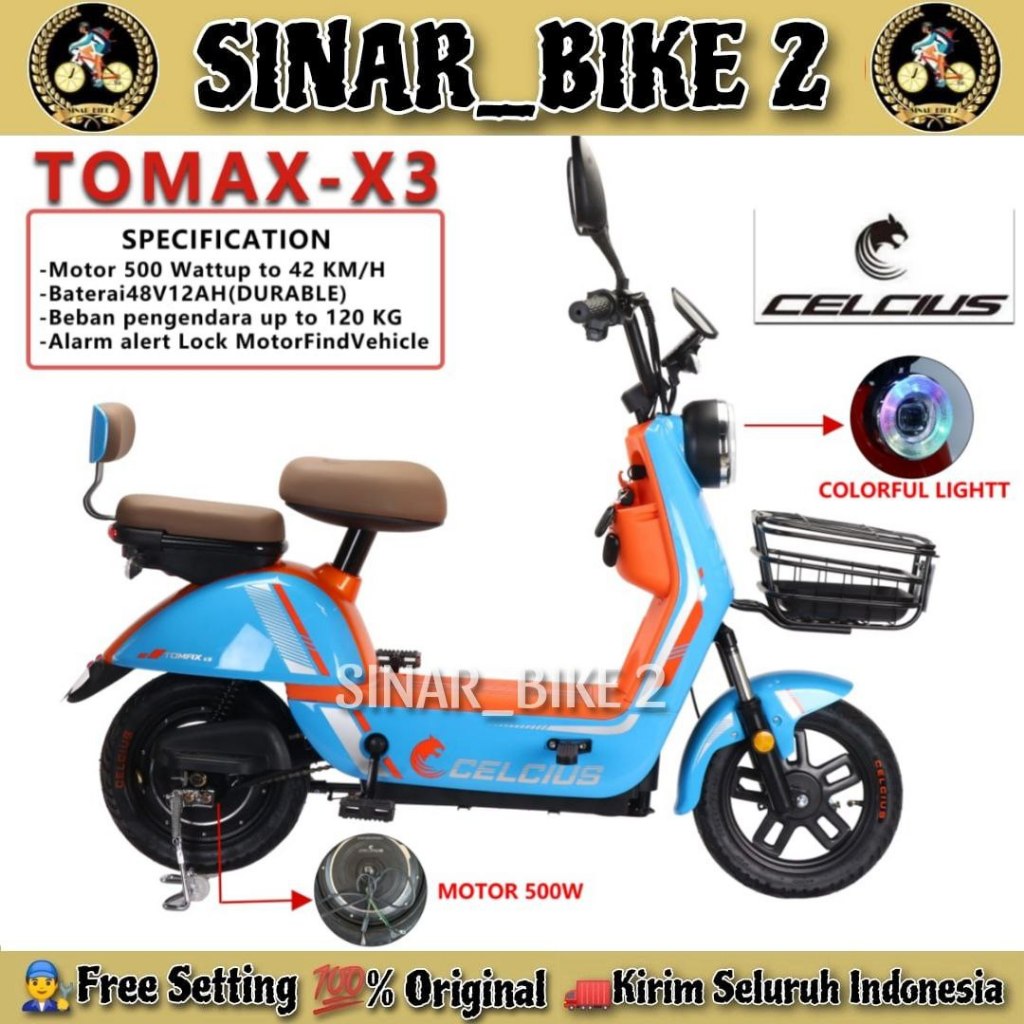 Jual Sepeda Listrik CELCIUS TOMAX 6.0 & TOMAX X3 Electric E Bike 500 ...